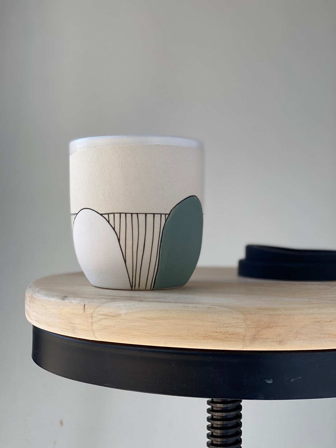 Ceramic Coffee Mug With Silicone Lid, Handmade Pottery Takeaway Coffee ...