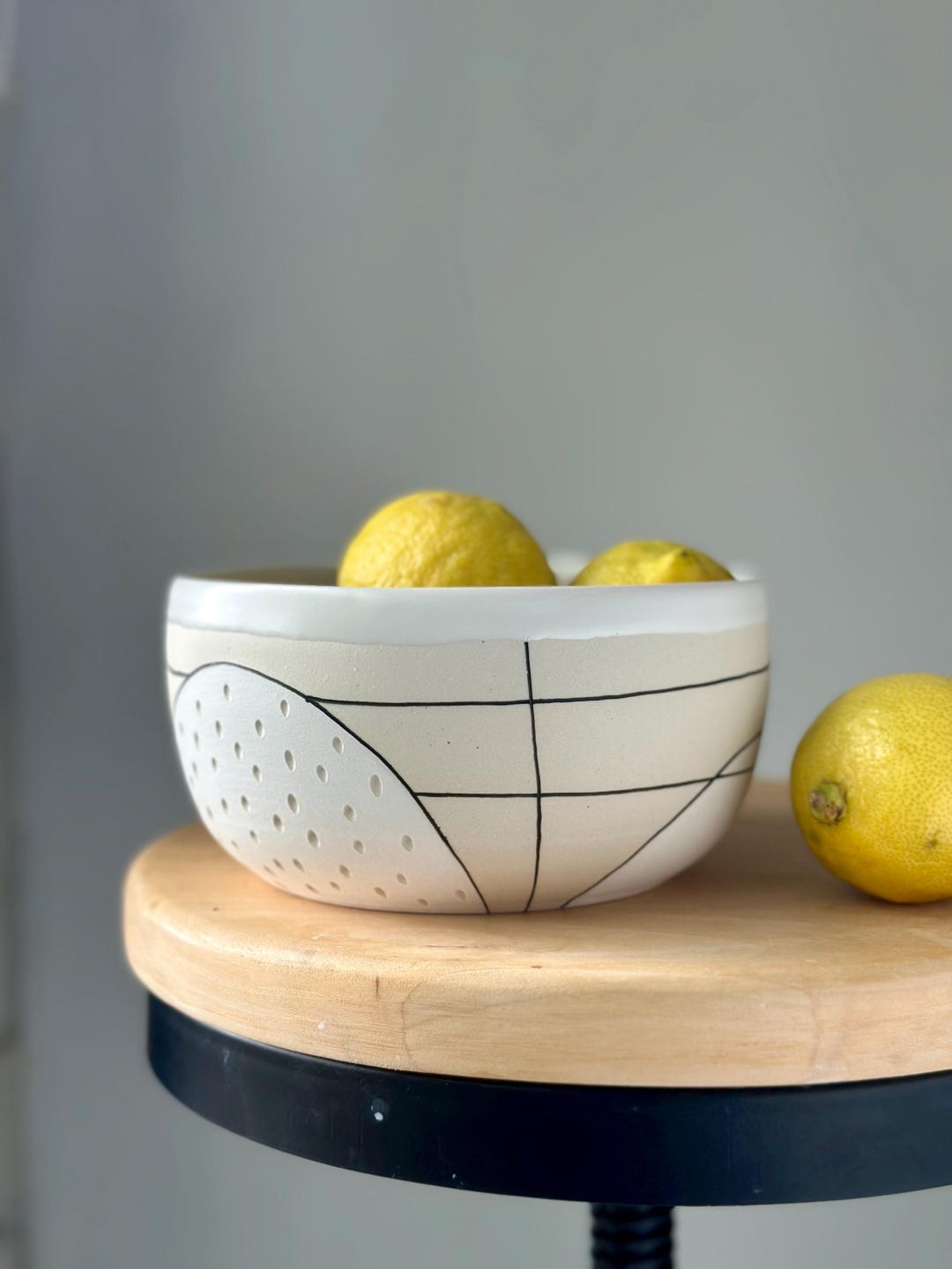 Handmade White Ceramic Bowl: Geometric Pottery Serving Dish - Etsy