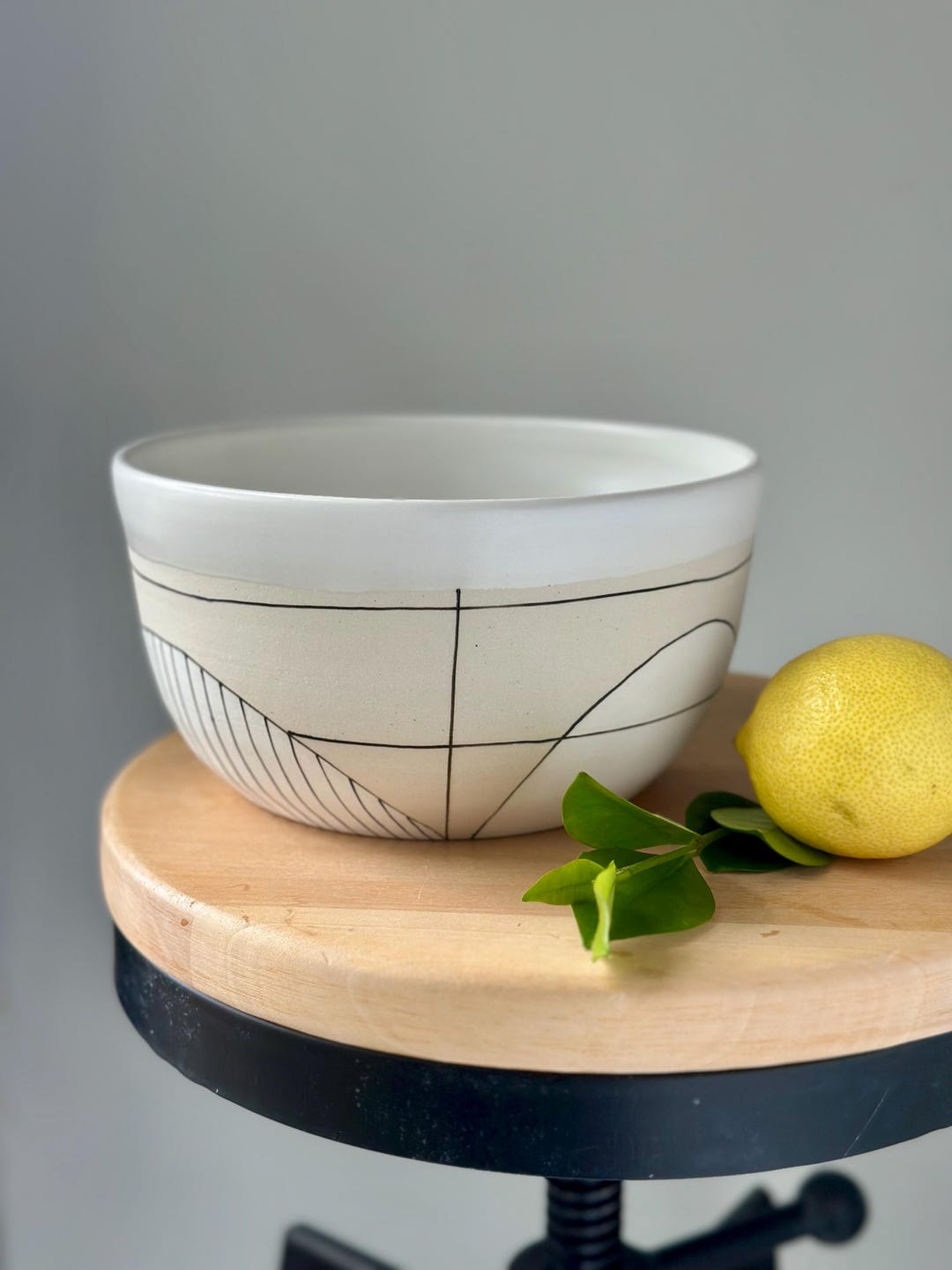 Handmade White Stoneware Bowl: Mishima Inlay Ceramic Serving Dish - Etsy