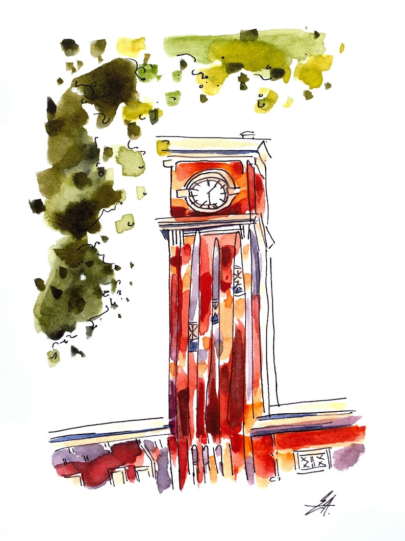 WSU | Bryan Clock Tower Print - Etsy