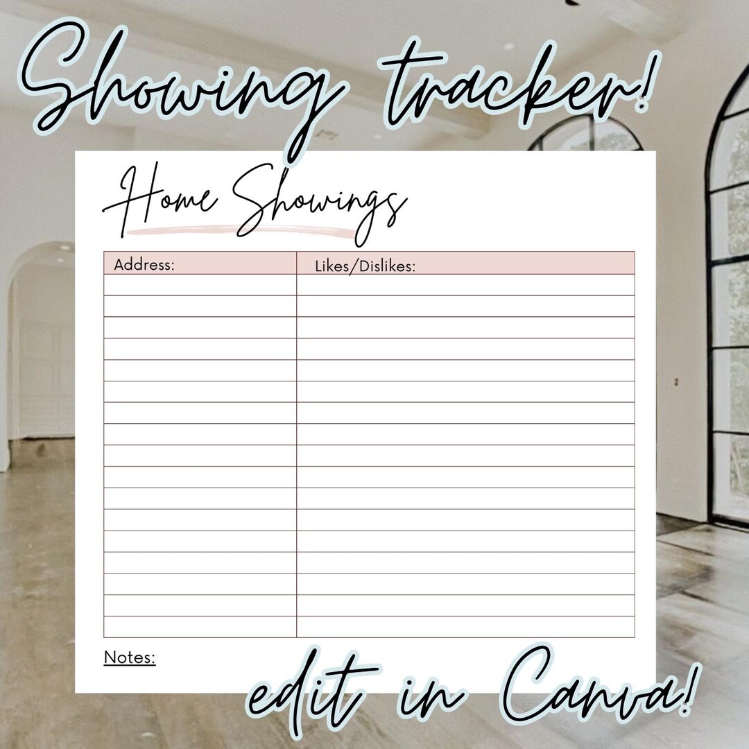 Home Showing Tracker for Real Estate Agents and Realtors - Etsy