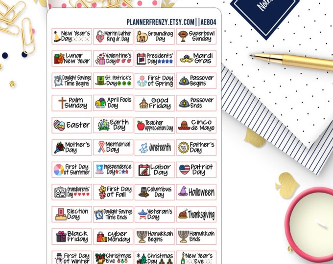 Holiday / Calendar Label Planner Stickers AE804 - Etsy