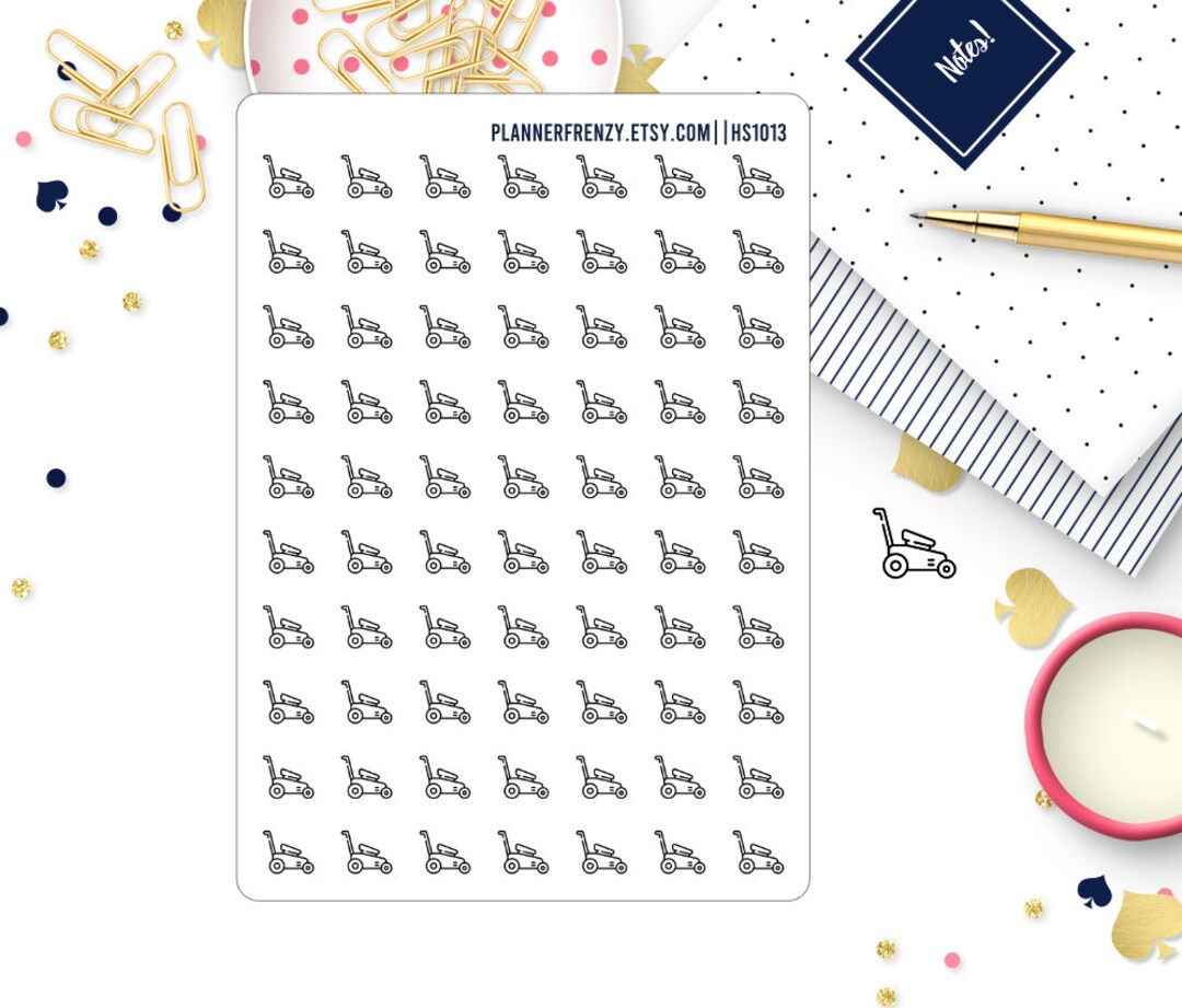 80 CLEAR or White Paper Mini Push Lawn Mower Planner Stickers - Etsy