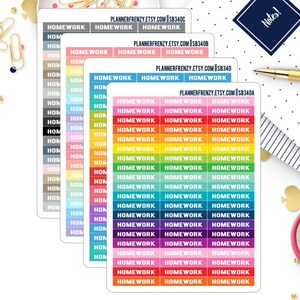 60 homework Section Header Planner Stickers - Etsy