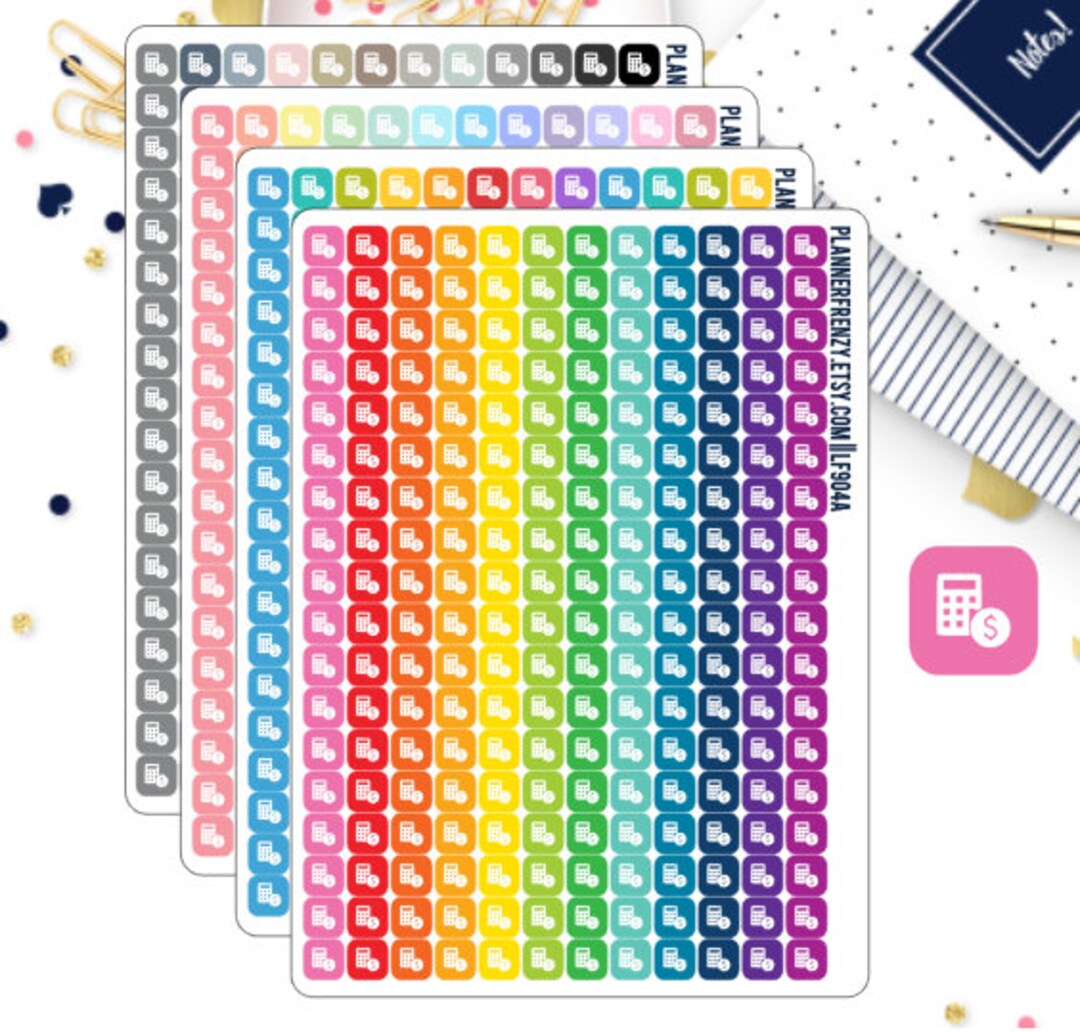 216 Square Budgeting Tiny Icon Planner Stickers Choose Your - Etsy