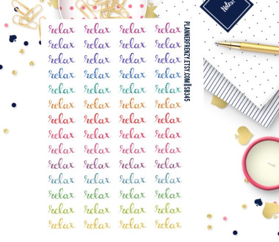 56 Glitter relax Word Art Planner Stickers SB345 | Etsy