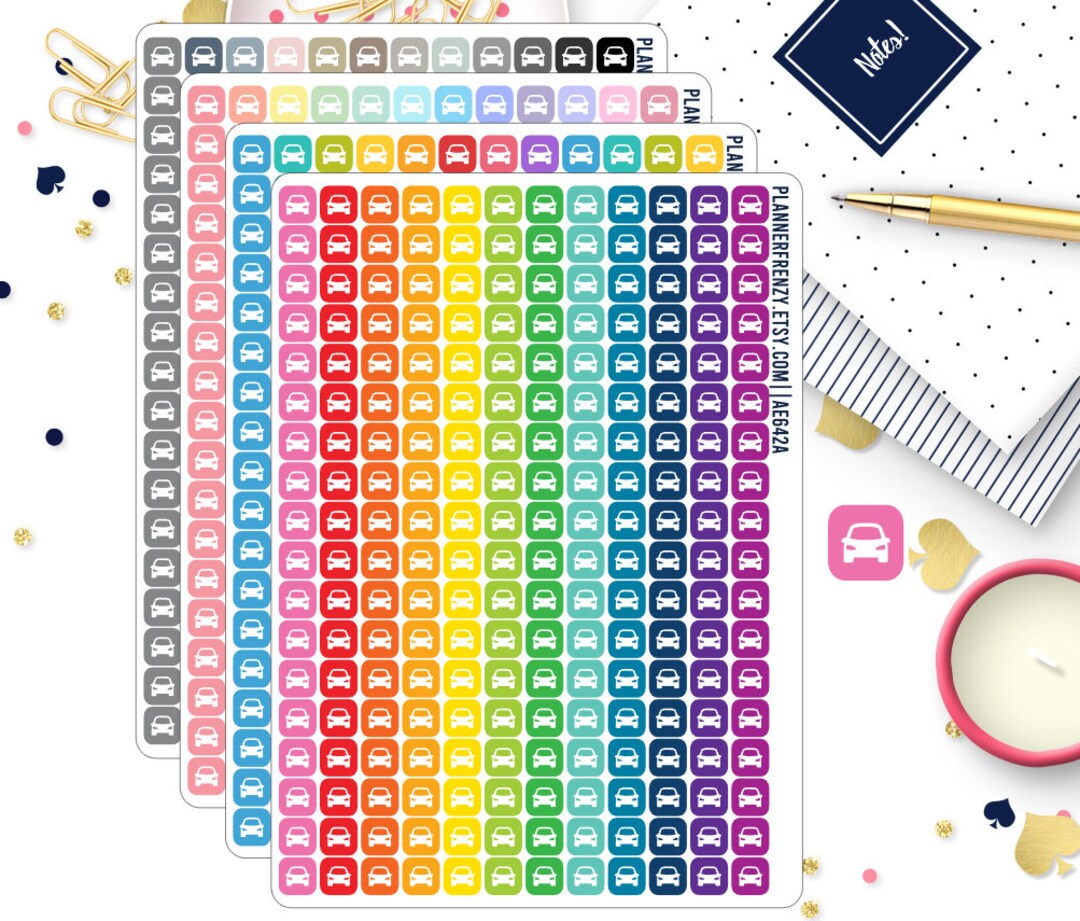 216 Square Tiny Car Icon Planner Stickers Choose Your Sheet - Etsy