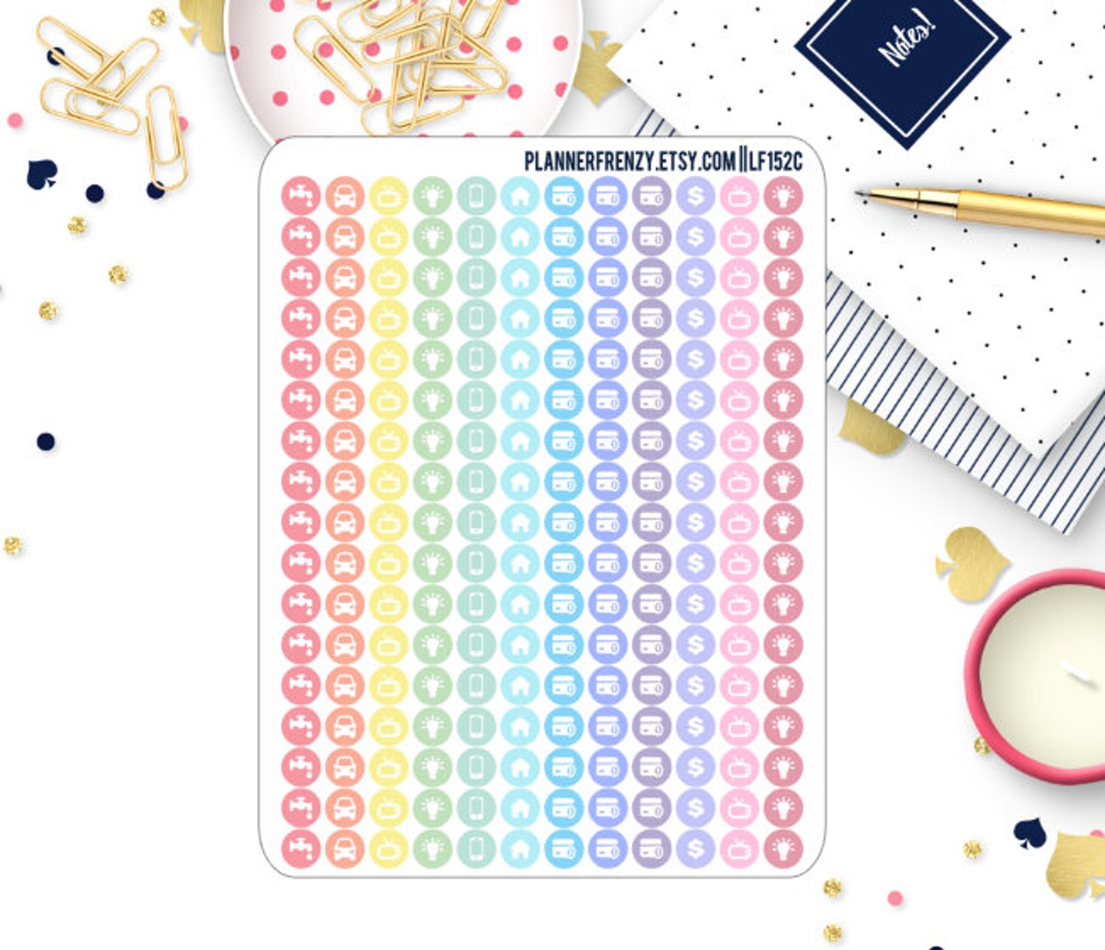 192 Tiny Monthly Bills/utilities Icon Planner Stickers Choose - Etsy