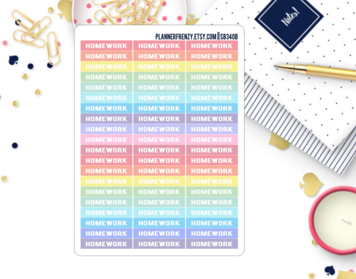 60 homework Section Header Planner Stickers | Etsy