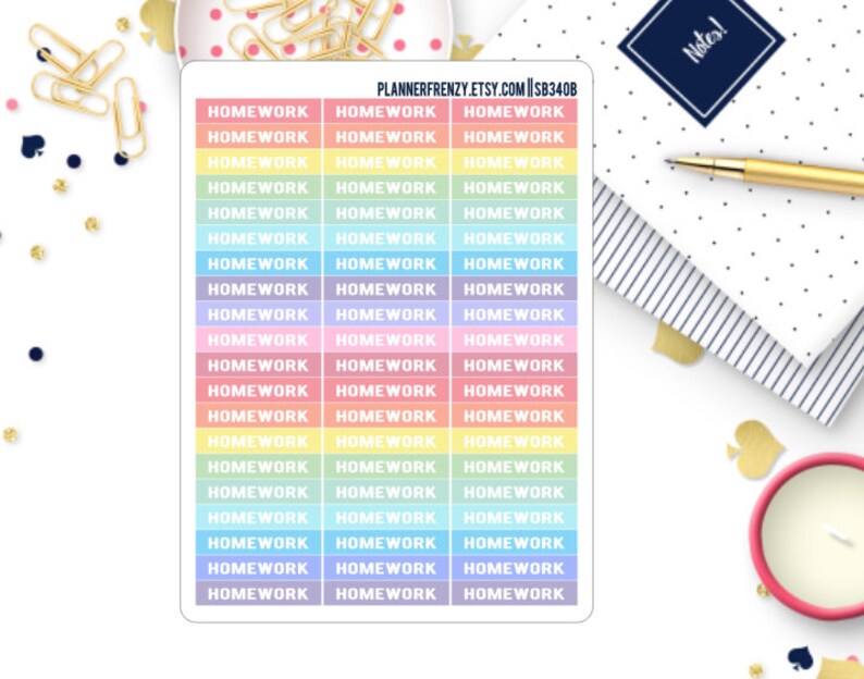 60 Homework Section Header Planner Stickers | Etsy