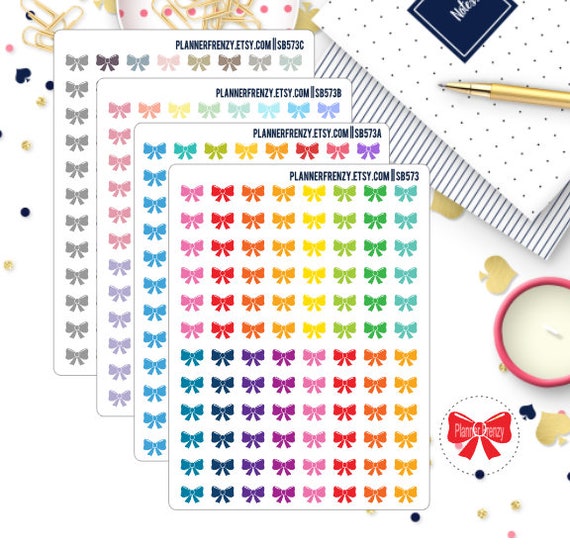 96 Cute Bow Planner Stickers Choose your Sheet | Etsy