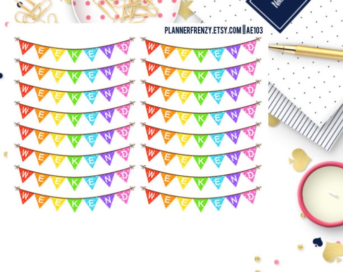 Set of 16 Weekend Pennant Banner Planner Stickers Set 2 AE103 - Etsy