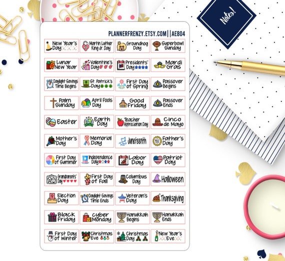 Holiday / Calendar Label Planner Stickers AE804 - Etsy