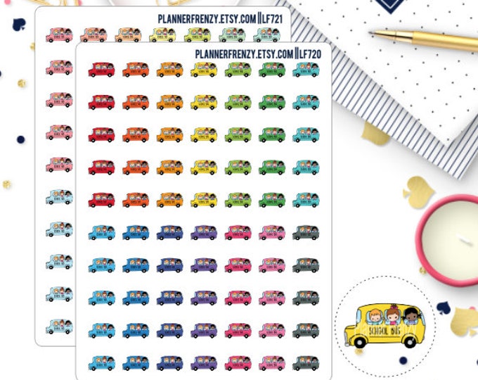 70 Doodle School Bus Planner Stickers Choose Your Sheet - Etsy