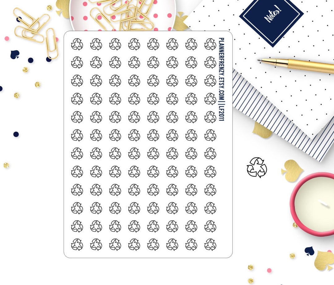 96 CLEAR or WHITE Mini Recycle Icon Planner Stickers LF2011 - Etsy