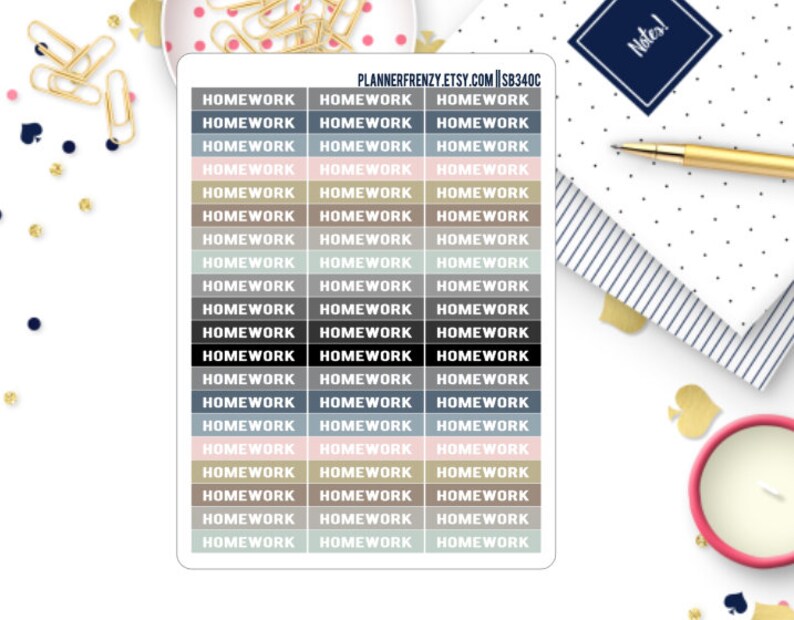 60 Homework Section Header Planner Stickers | Etsy
