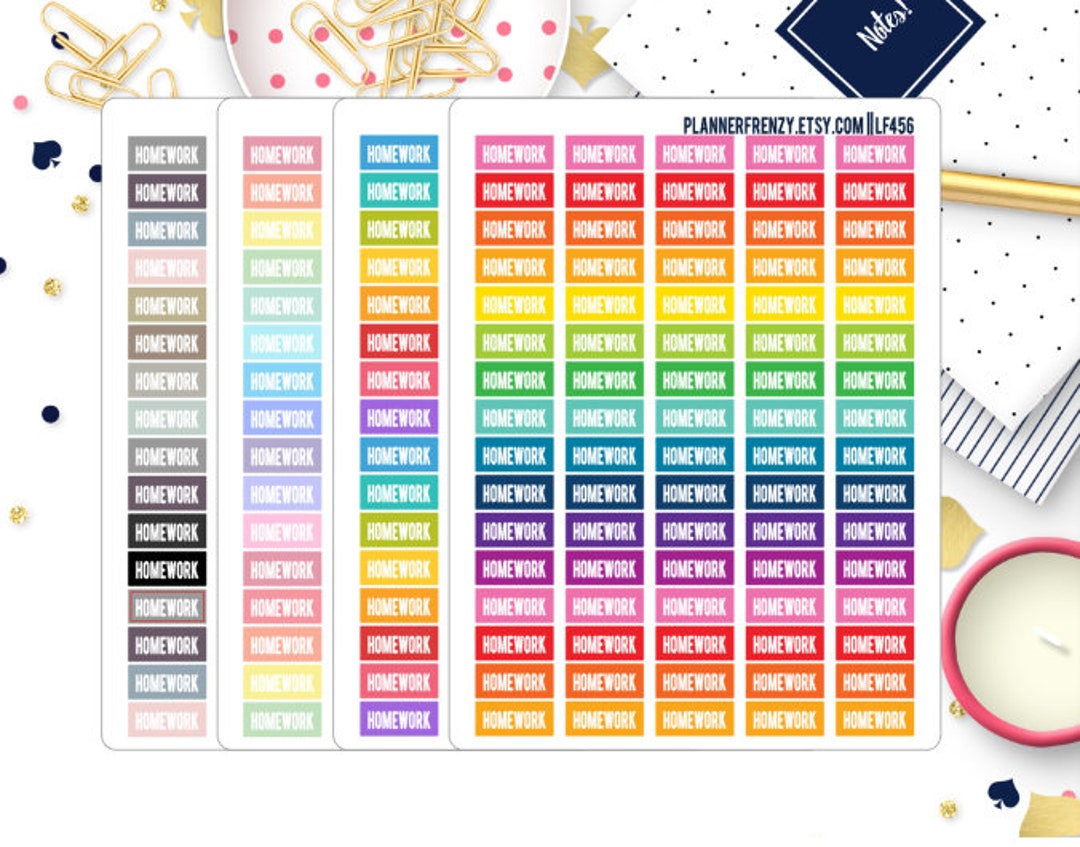 80 Mini Homework Label Planner Stickers Wähle deine Farbe - Etsy.de