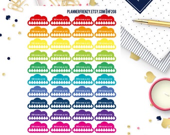 Hydrate Flower Planner Stickers Daily Water Tracker - Etsy