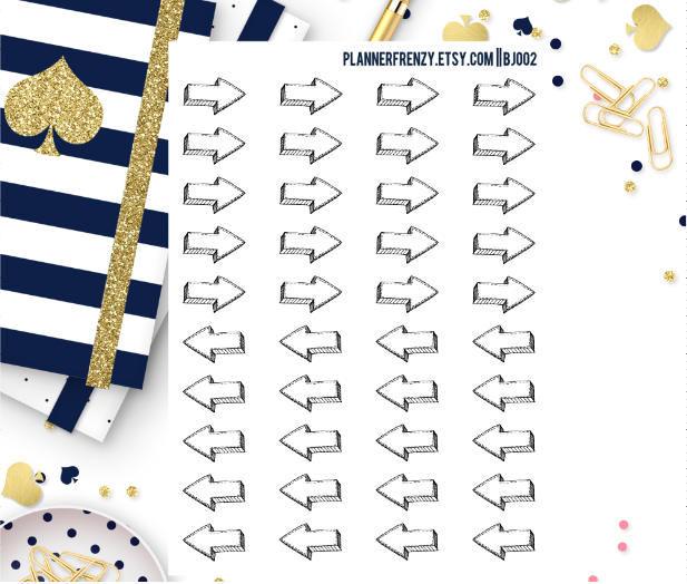 40 Hand Drawn Large Arrow Planner Stickers BJ002 | Etsy