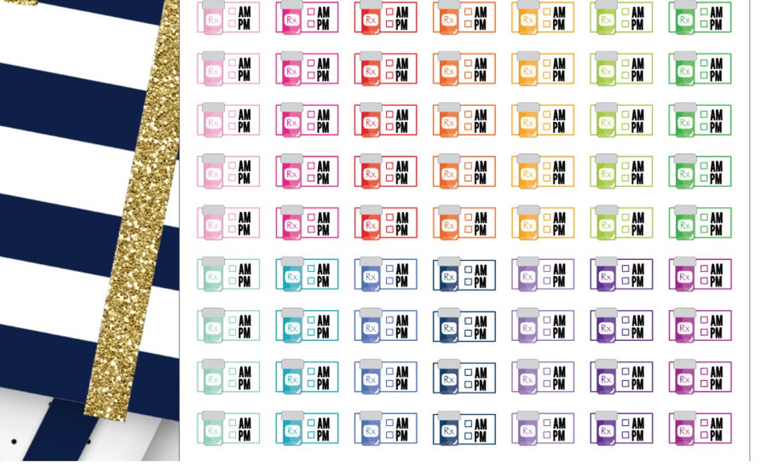 98 AM/PM Prescription Planner Stickers HF227 - Etsy