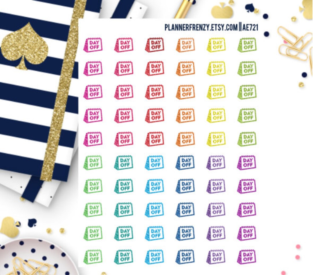 60 Glitter Mini Day off Planner Stickers AE721 - Etsy