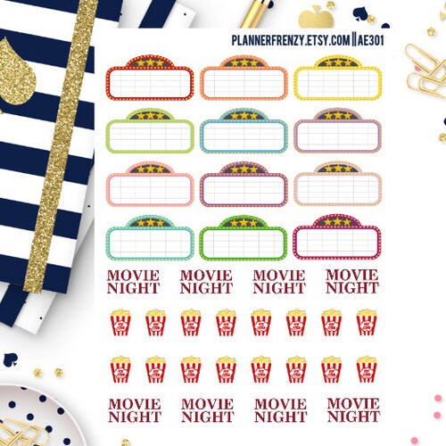 Movie Night/theatre Planner/journal/bullet Journal Stickers | Etsy