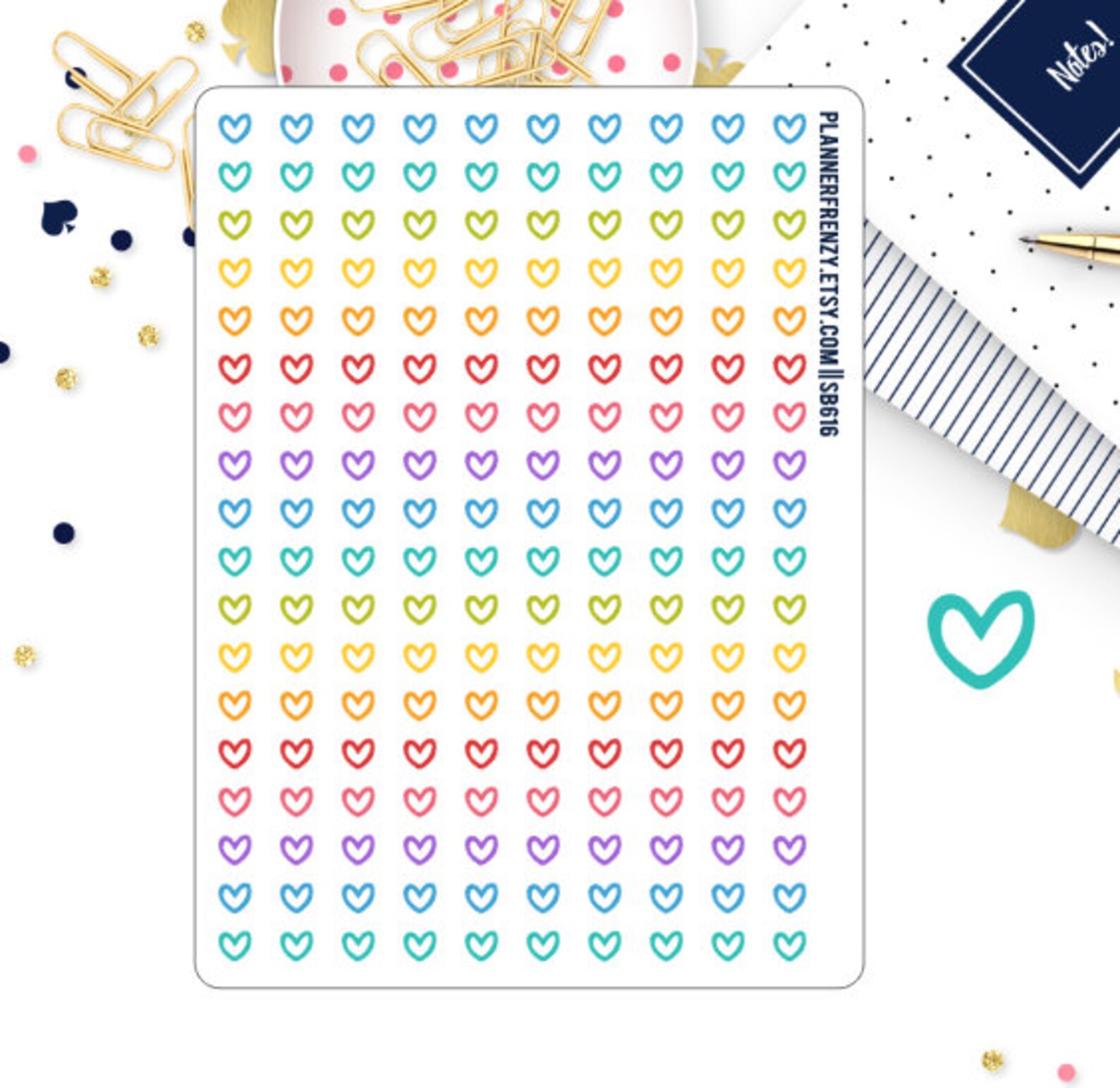 180 Individual Heart Planner Stickers Choose Your Sheet - Etsy