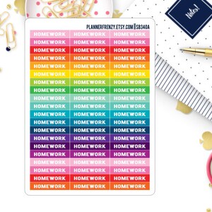 60 homework Section Header Planner Stickers - Etsy
