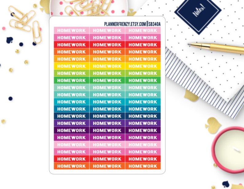 60 Homework Section Header Planner Stickers | Etsy