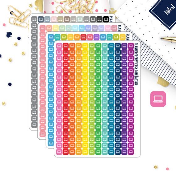 216 Tiny Square Laptop / Computer Icon Planner Stickers | Etsy