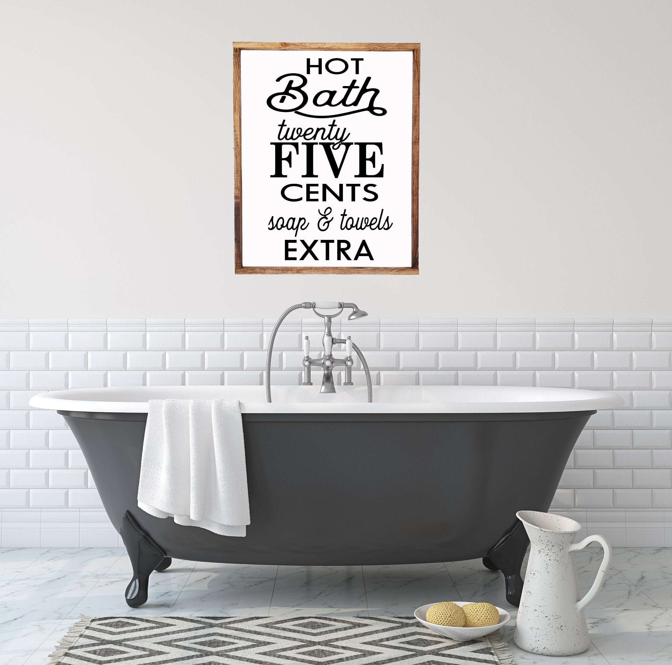 Hot Bath 25 Cents Wood Sign | Rustic Farmhouse Bathroom Decor - Etsy