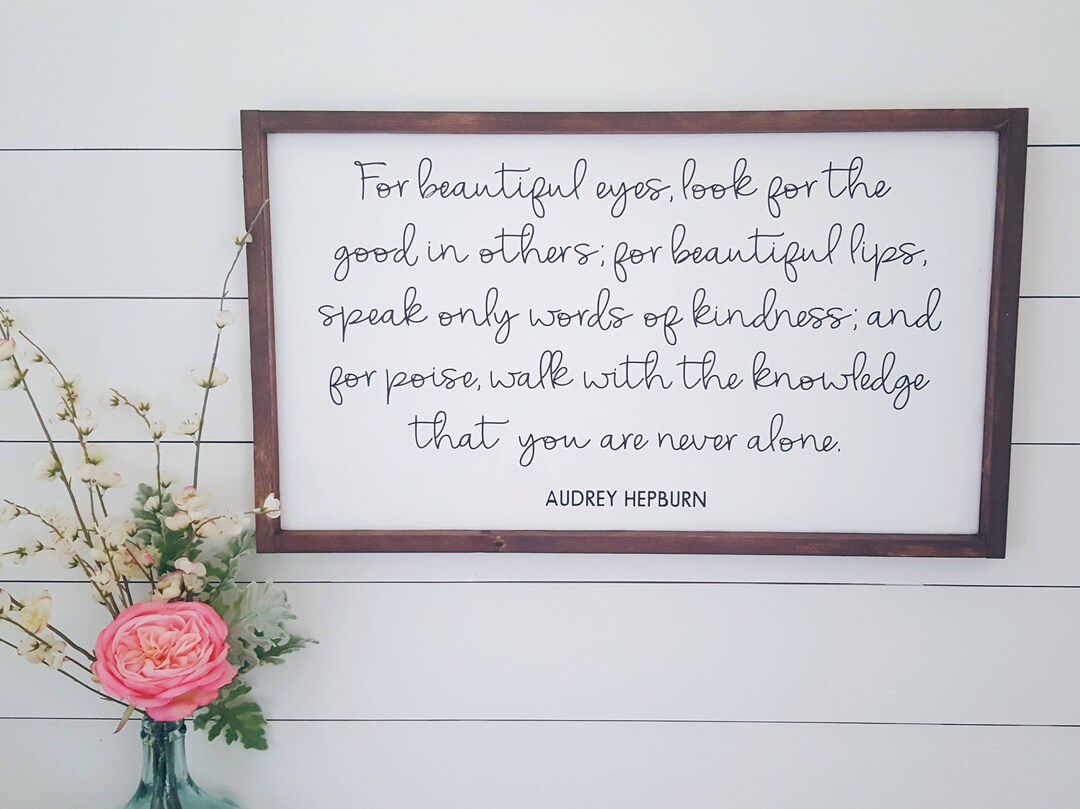 Audrey Hepburn Quote | for Beautiful Eyes | Wood Sign | Bedroom Wall ...