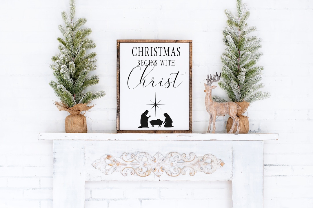 Christmas Begins With Christ | Wood Christmas Sign | Christmas Signs ...
