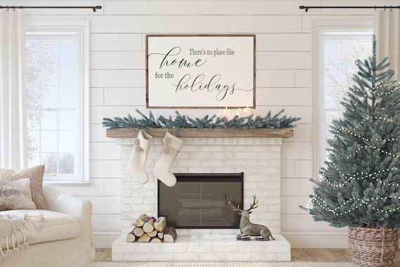 ORIGINAL There s No Place Like Home for the Holidays Framed Wood Sign Christmas Signs Christmas Wall Decor Christmas Mantel Decor Etsy
