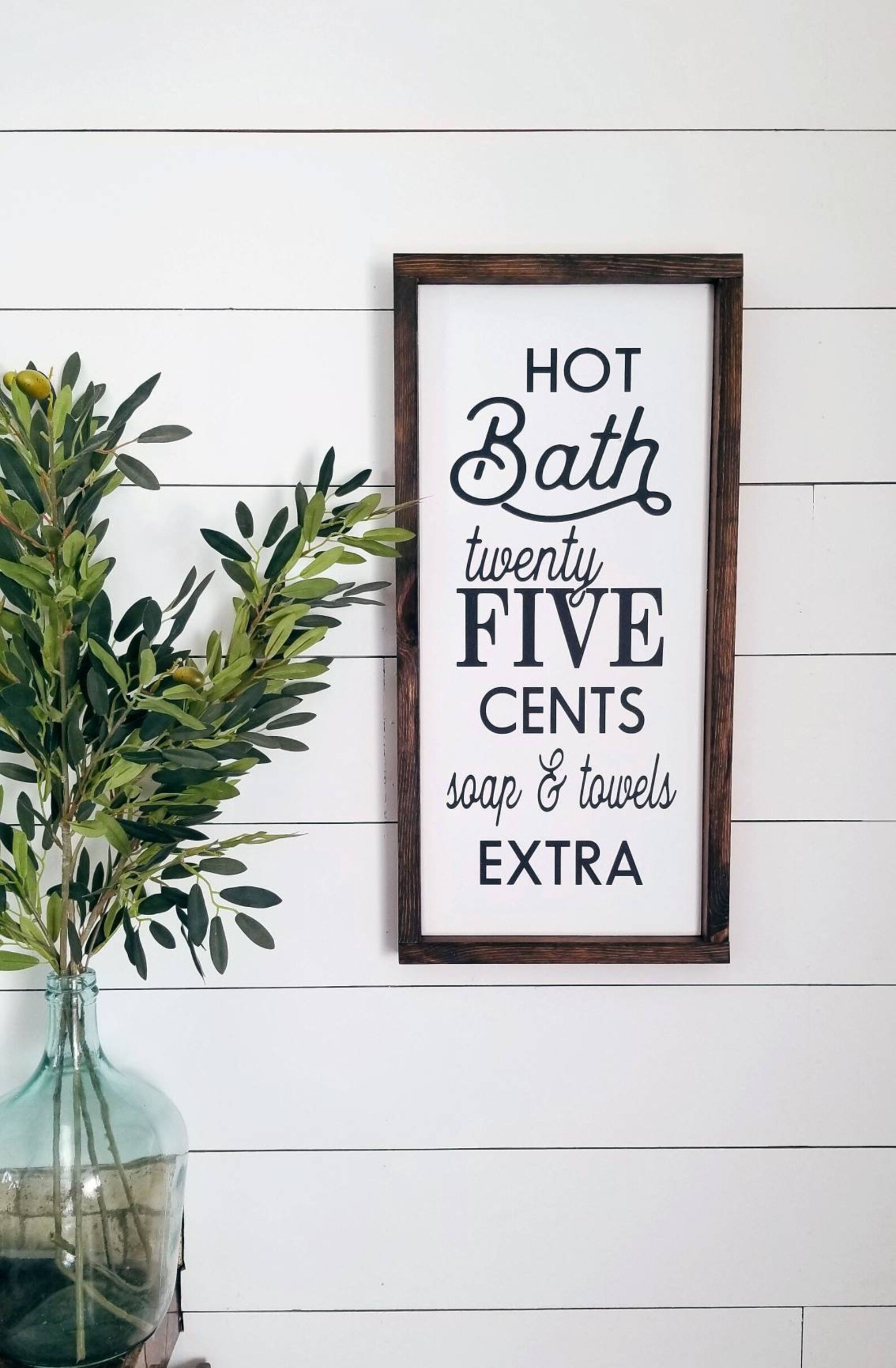 Hot Bath 25 Cents Wood Sign | Rustic Farmhouse Bathroom Decor - Etsy