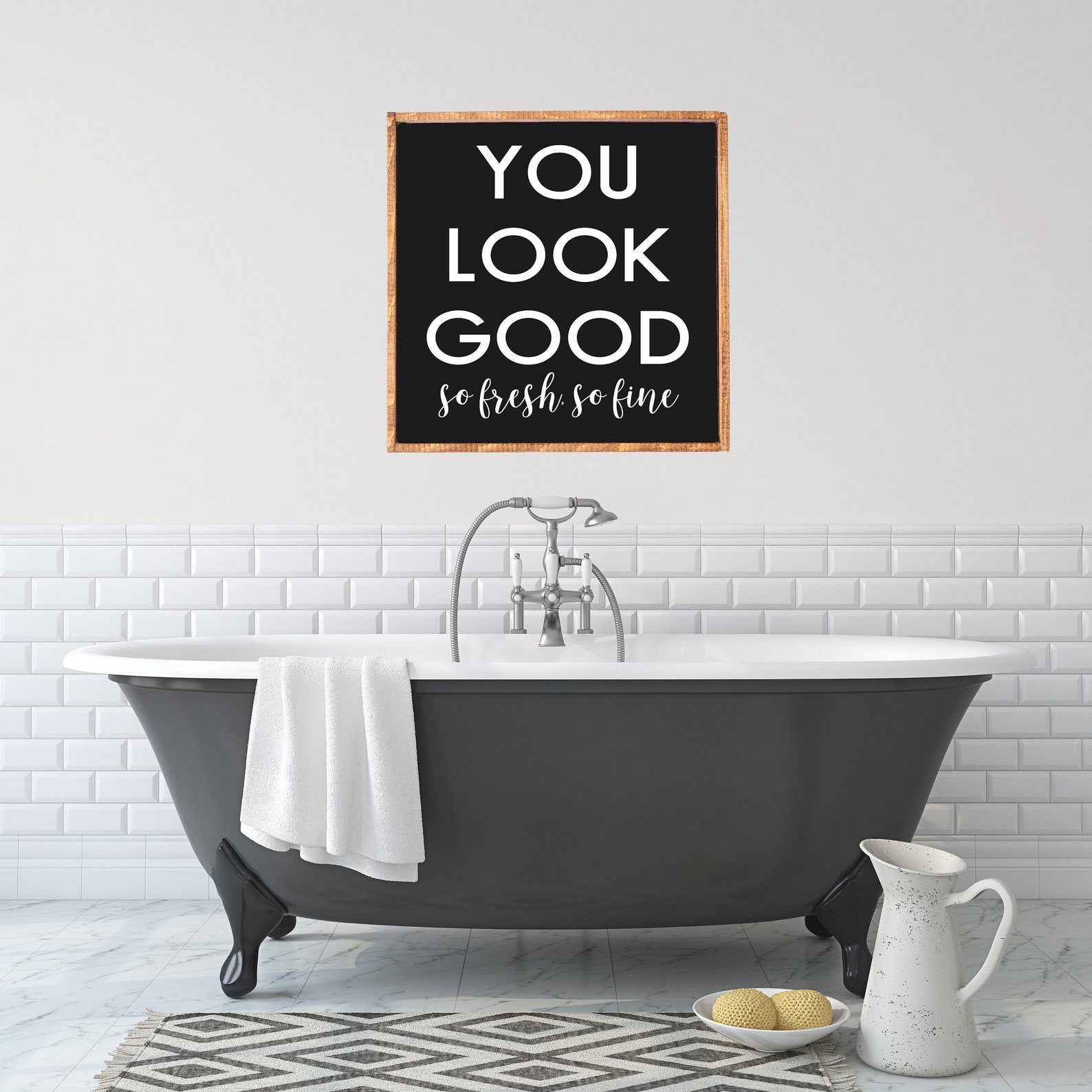You Look Good Wood Sign Farmhouse Bathroom Sign Bathroom - Etsy