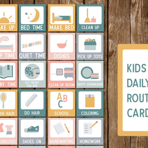 Kids Daily Routine Cards Homeschool Routines | Etsy