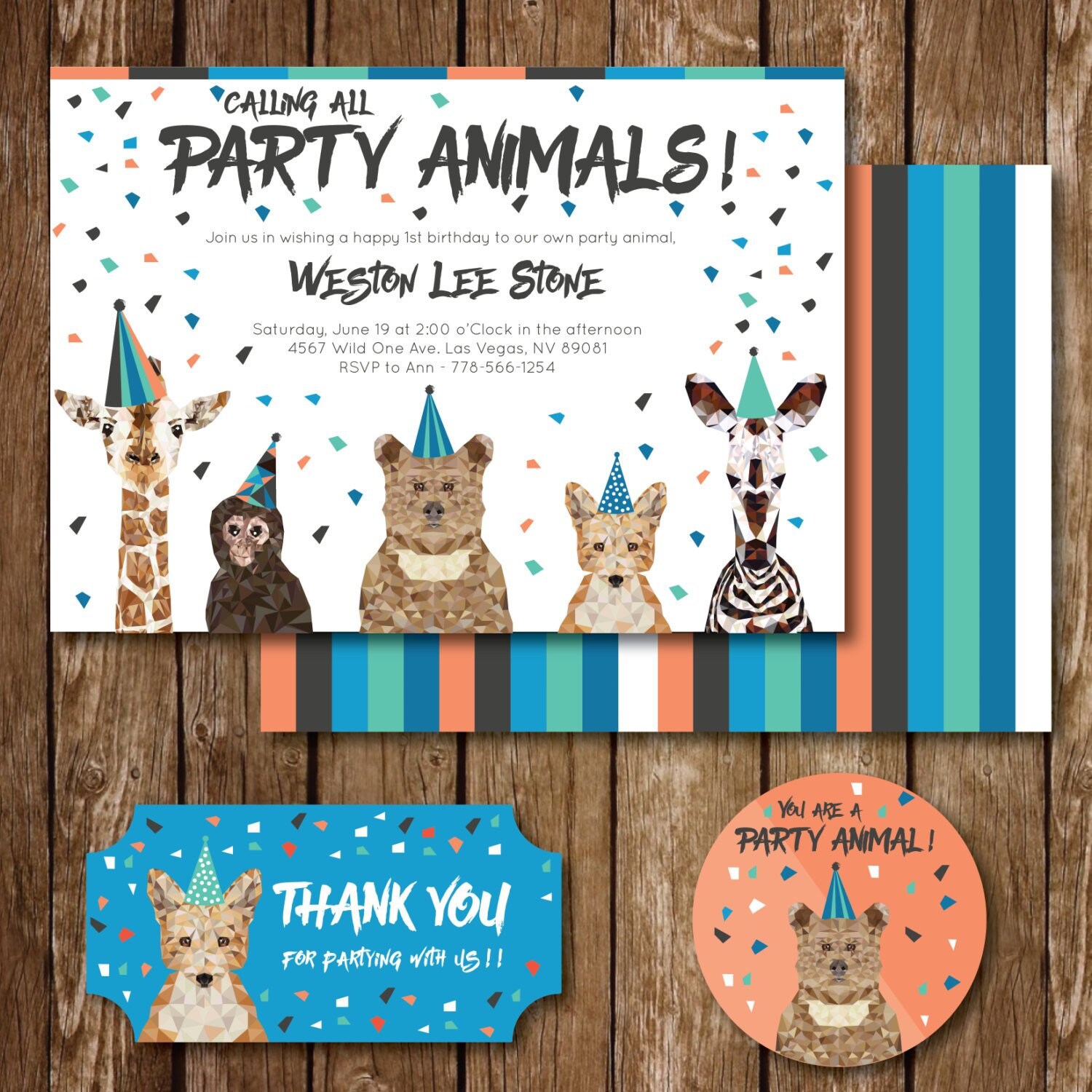 Calling All Party Animals Birthday Invitation - Etsy
