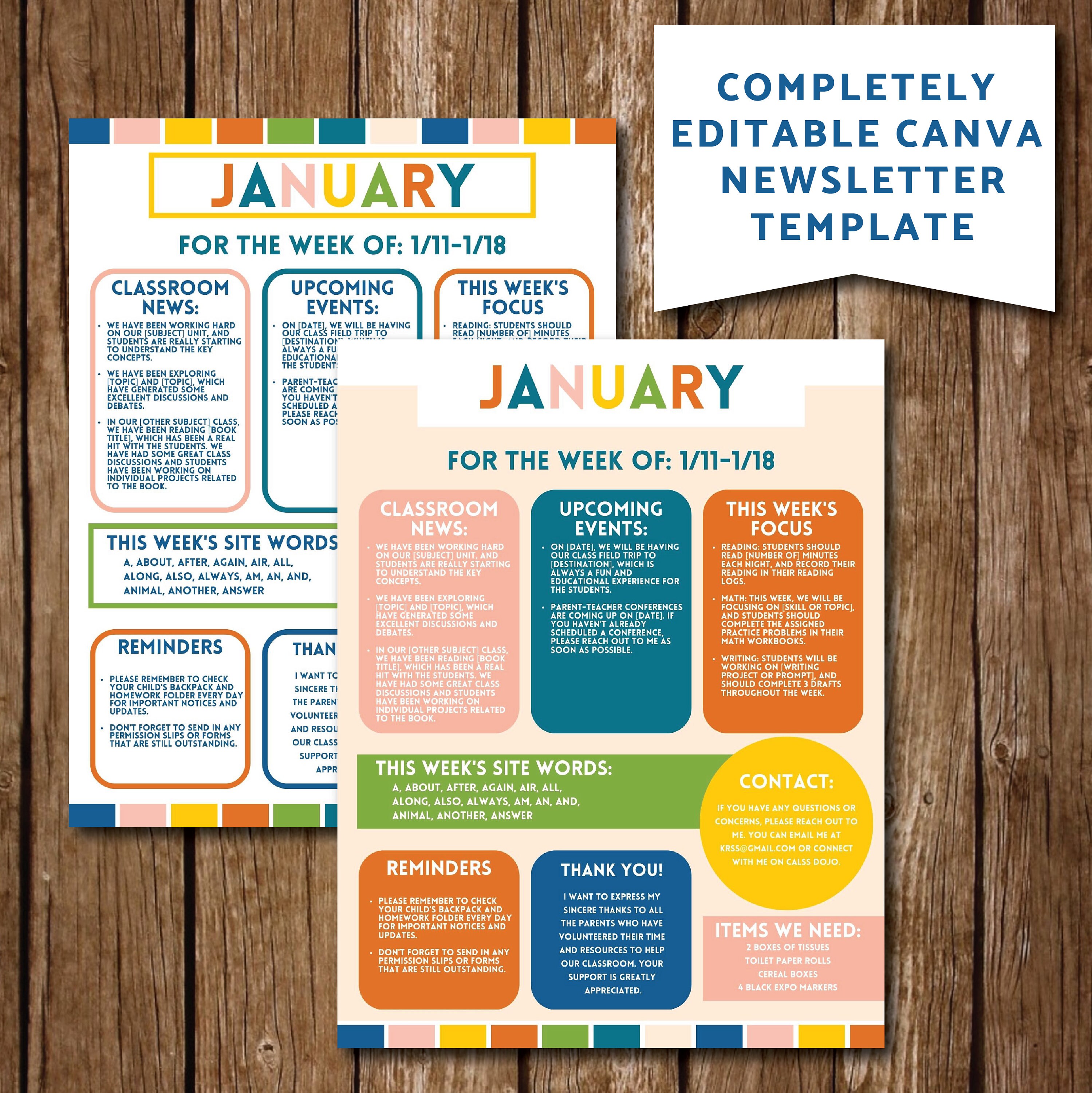 BRIGHT & COLORFUL Completely Editable Canva Newsletter || Editable ...