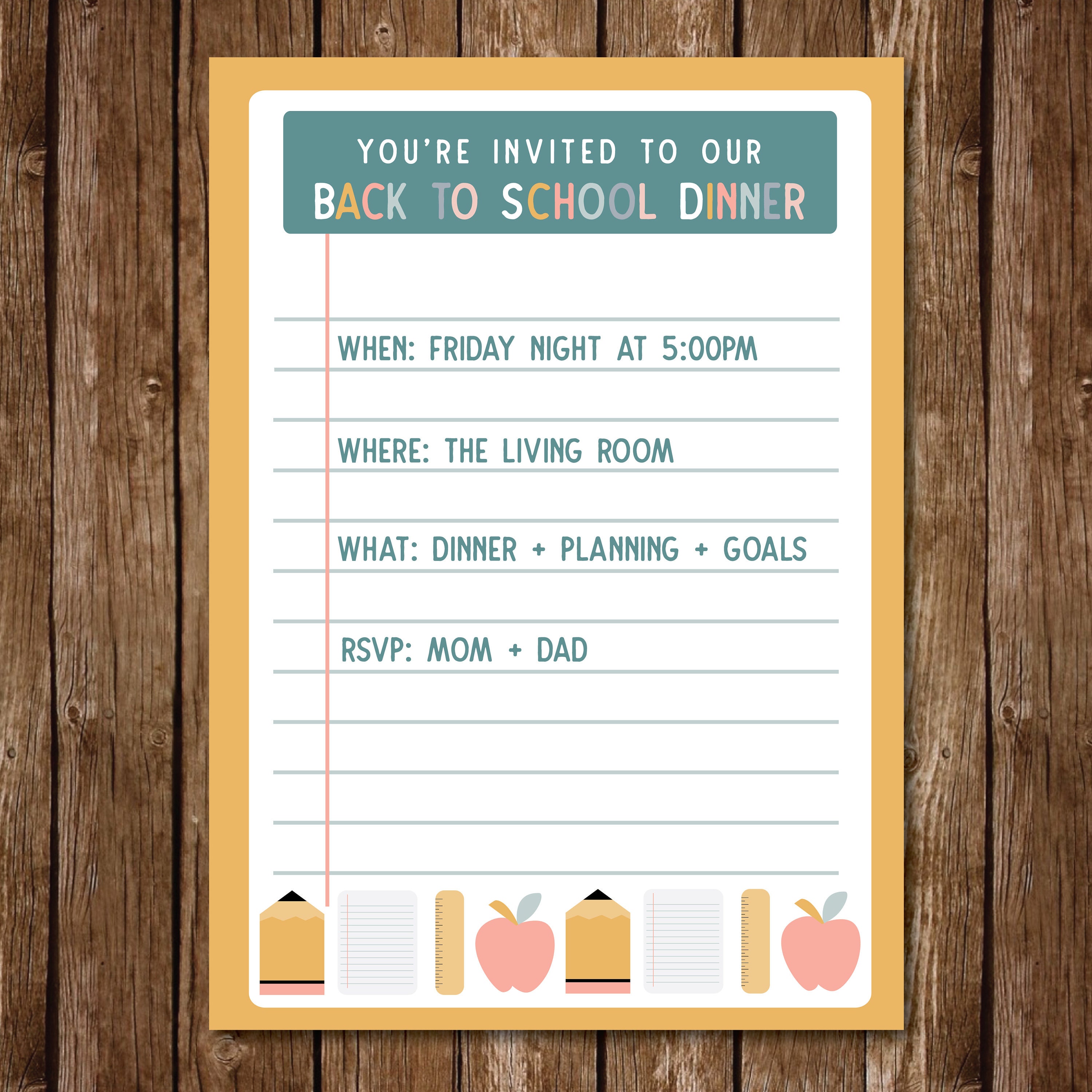 Back to School FAMILY DINNER Banner Placemats Grade | Etsy