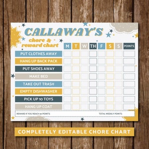 CHORE & REWARD CHART || Canva Template || Completely Editable || Family ...
