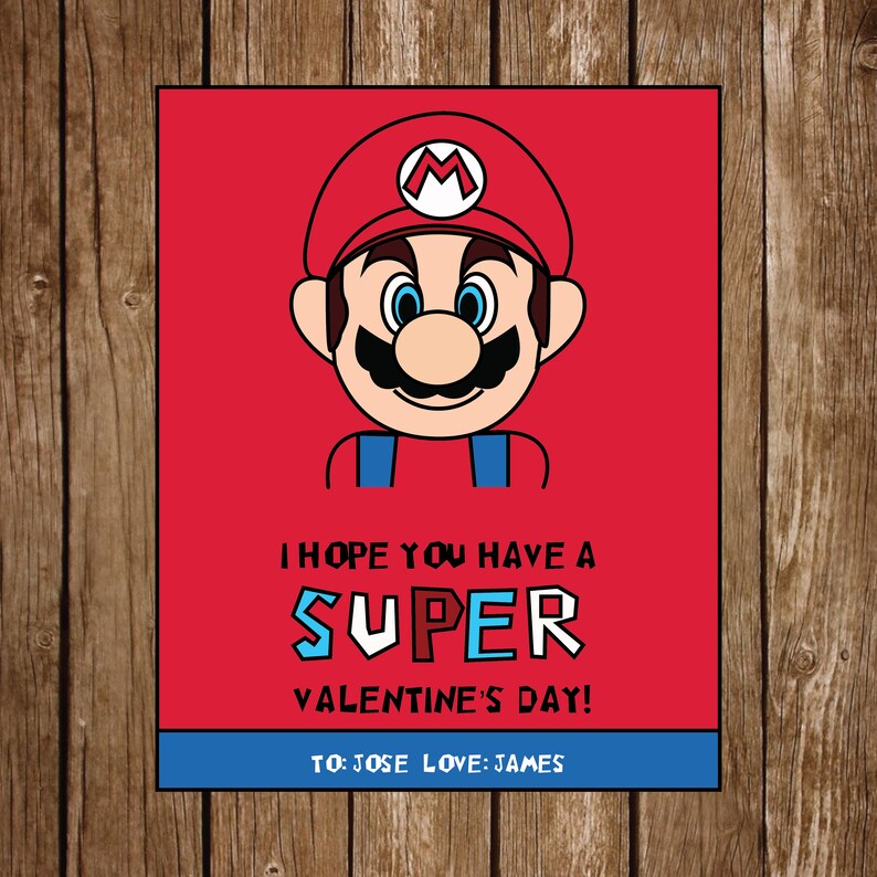 Mario Valentine's Day Cards Super Mario Mario Party - Etsy