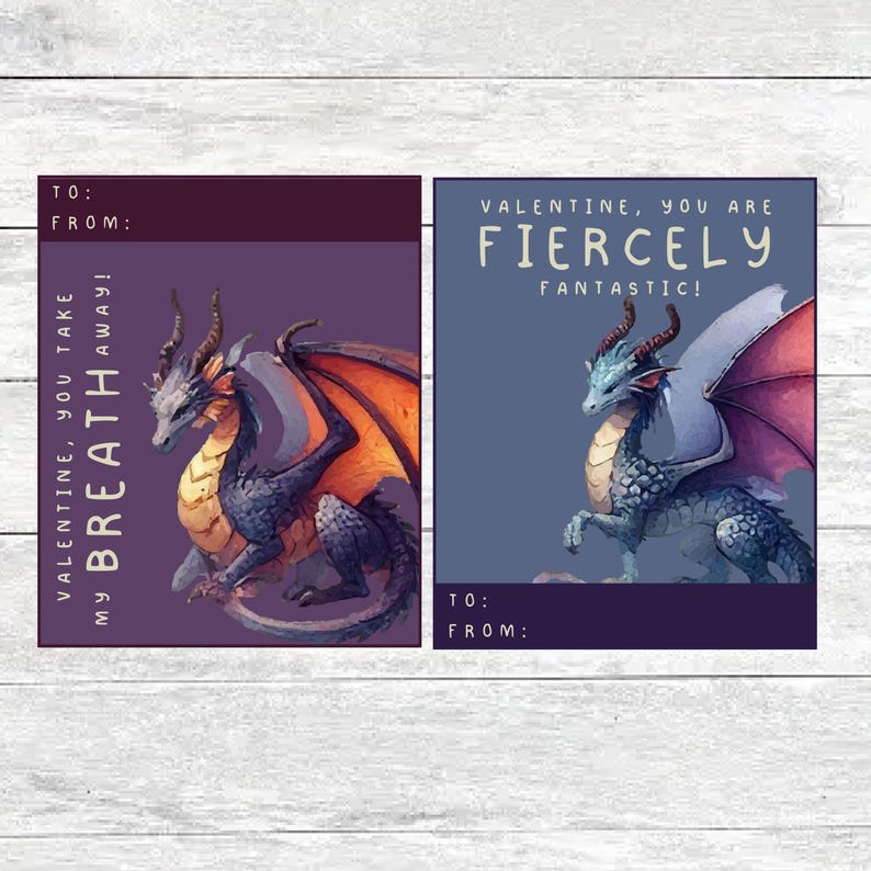 Dragon Valentine Cards || Kids Valentine Cards || Classroom Valentines ...
