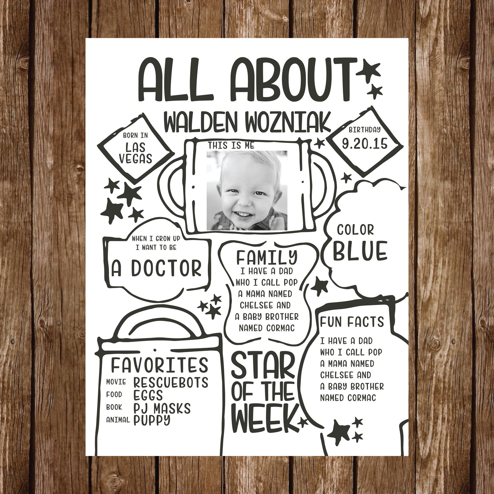 STAR STUDENT Student of the Week Star Student Sheet - Etsy