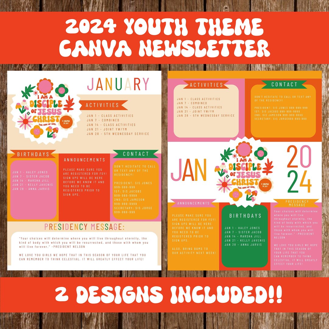 2024 Youth Theme Canva Newsletter || I Am A Disciple of a Christ ...