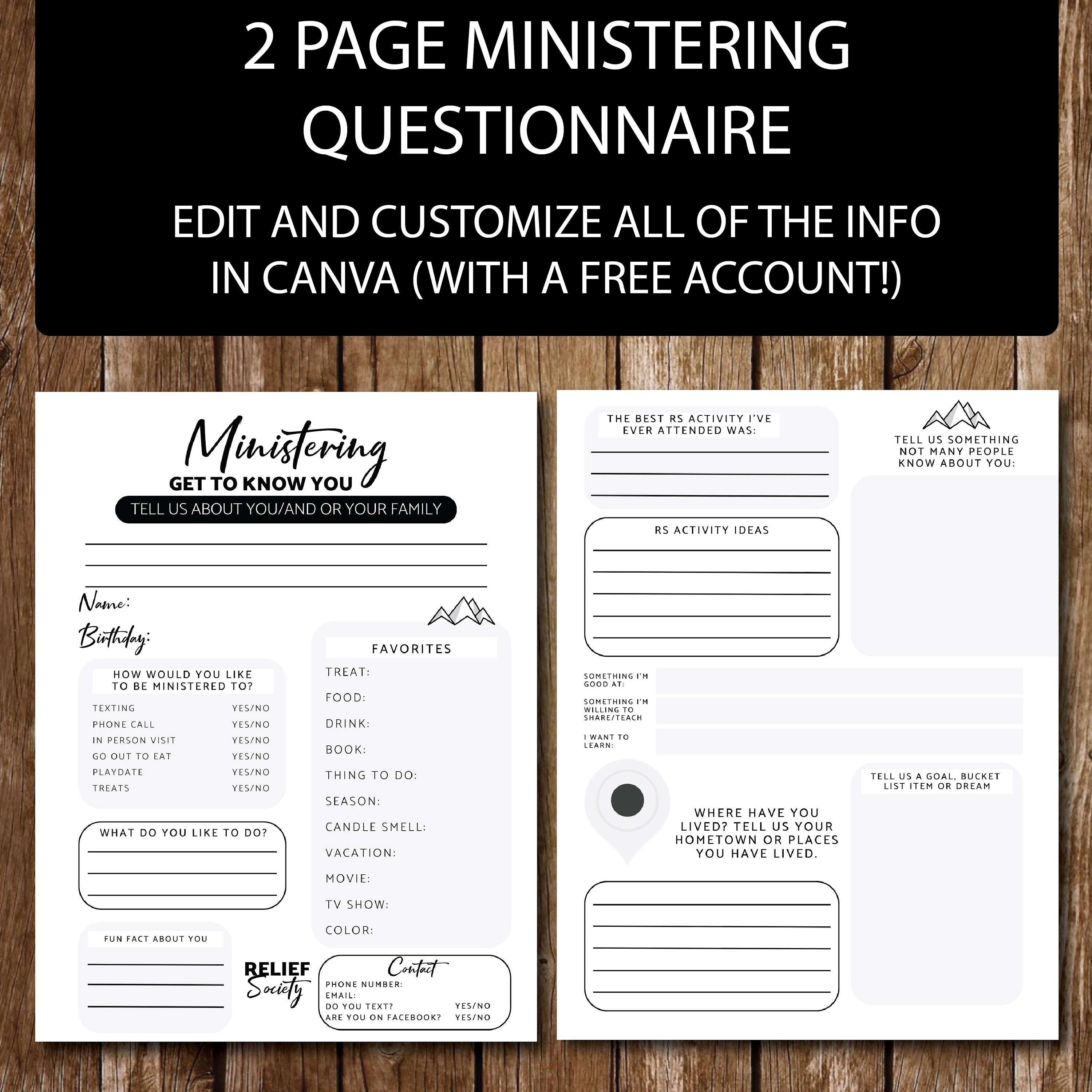 Completely Editable CANVA Newsletter + Ministering Questionnaire ...