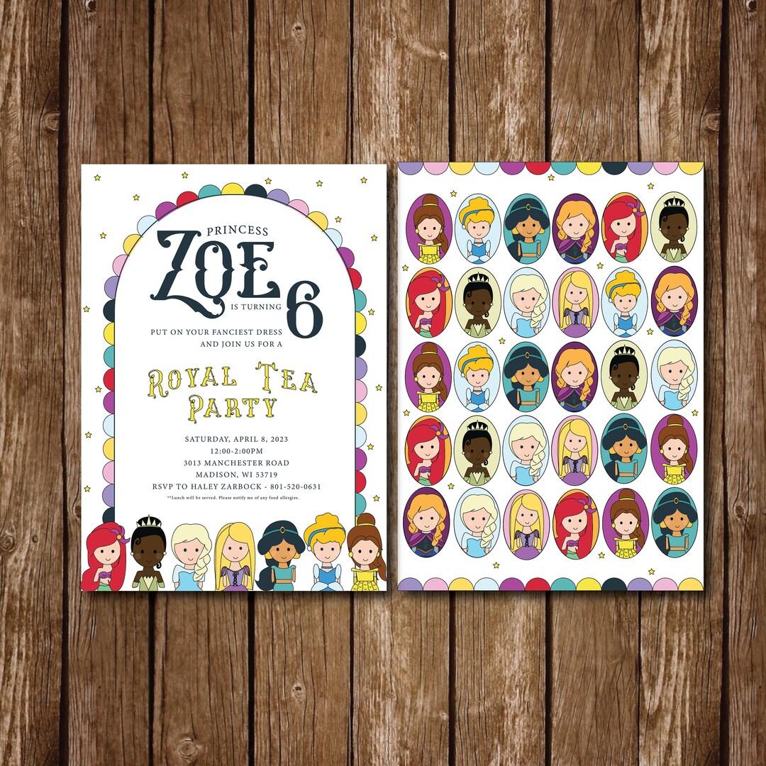PRINCESS TEA Party Birthday Invite Princesses Tea Party Cinderella ...