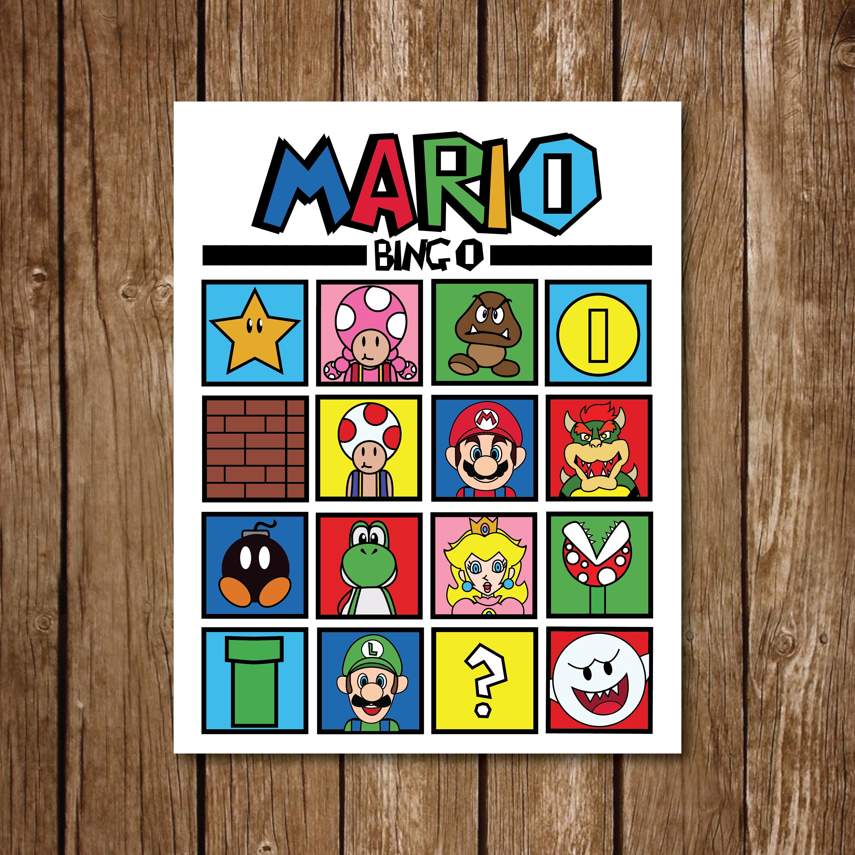 Mario BINGO Boards Mario Luigi Peach Bowser Yoshi - Etsy UK