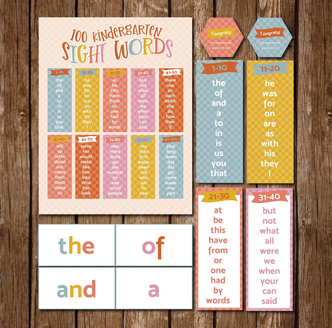 Sight Word Pack || First 100 Words || 100 Kindergarten Sight Words ...