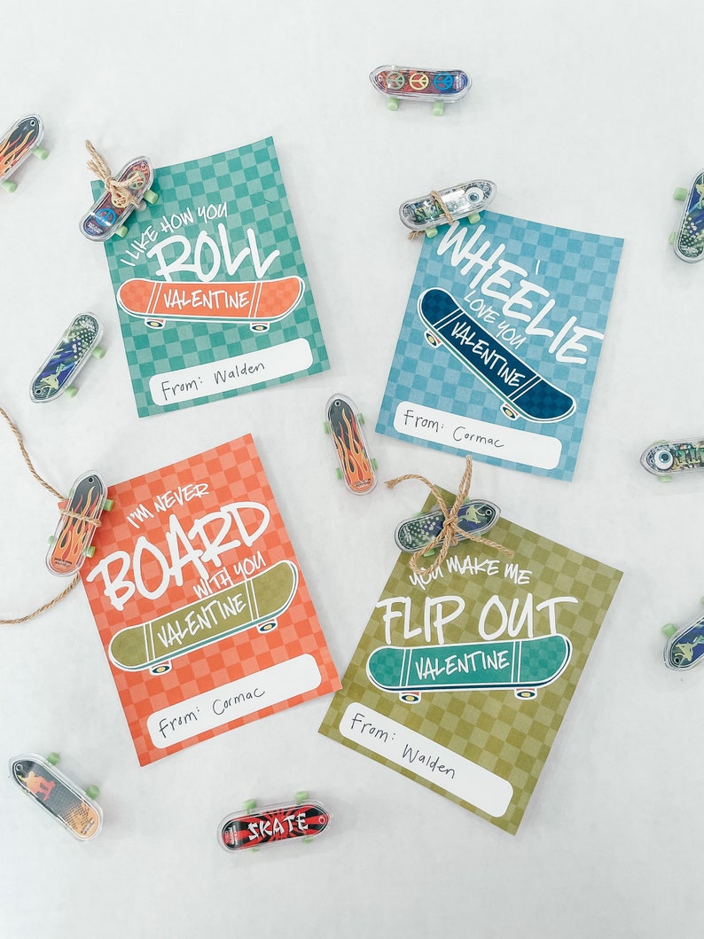 SKATE BOARD VALENTINE'S Day Cards Skate Board Tech - Etsy